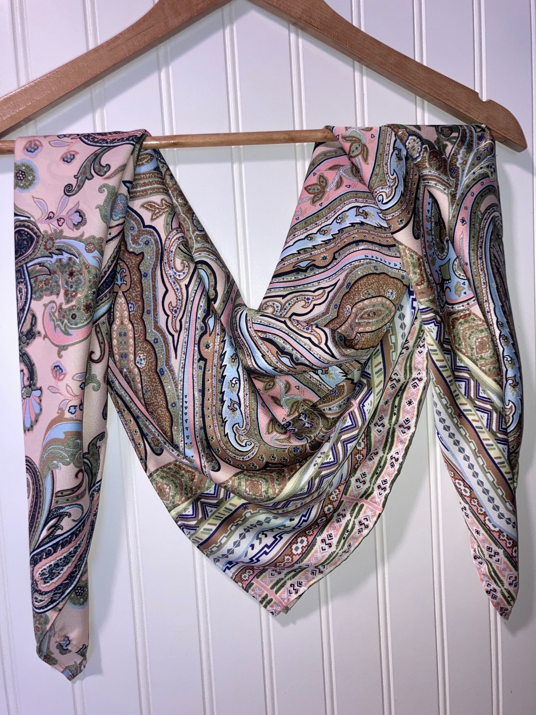 Peach Paisley Wild Rag, Satin Square Scarf, Wild Rags for Women, Wild ...