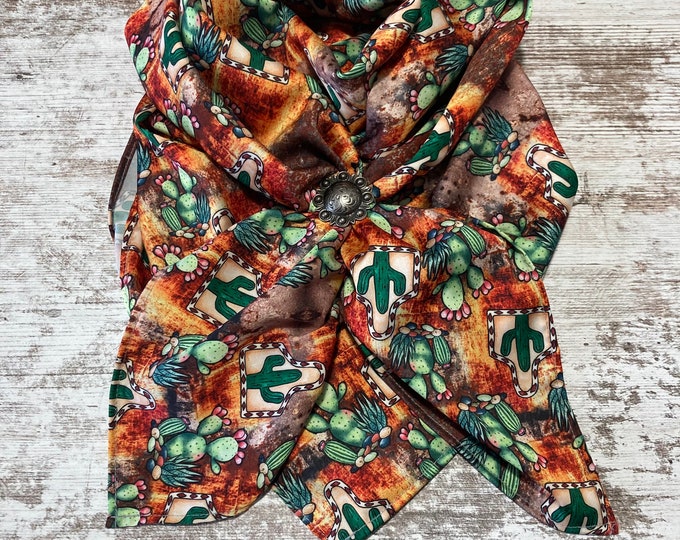 Cactus and Cow Tags Wild Rag, Wild Rags for Women - Etsy