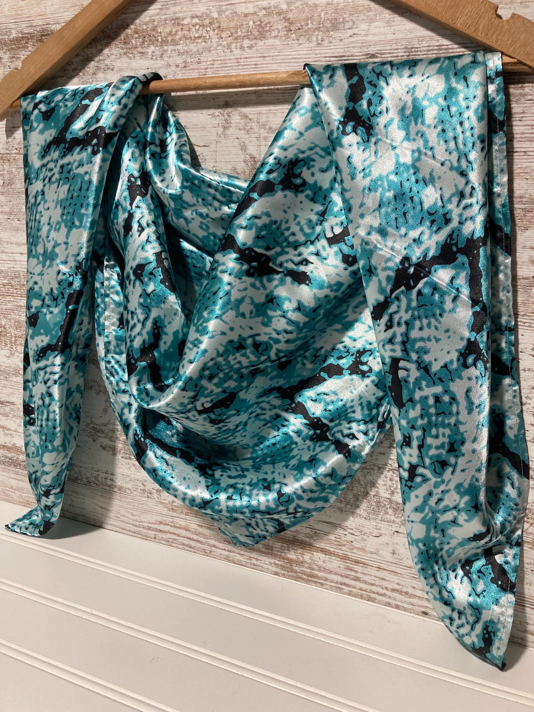 Turquoise Snakeskin Wild Rag, Satin Square Scarf, Wild Rags for Women ...