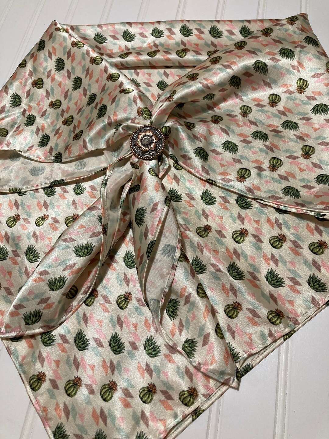 Succulent Wild Rag, Satin Square Scarf, Wild Rags for Women, Cactus ...