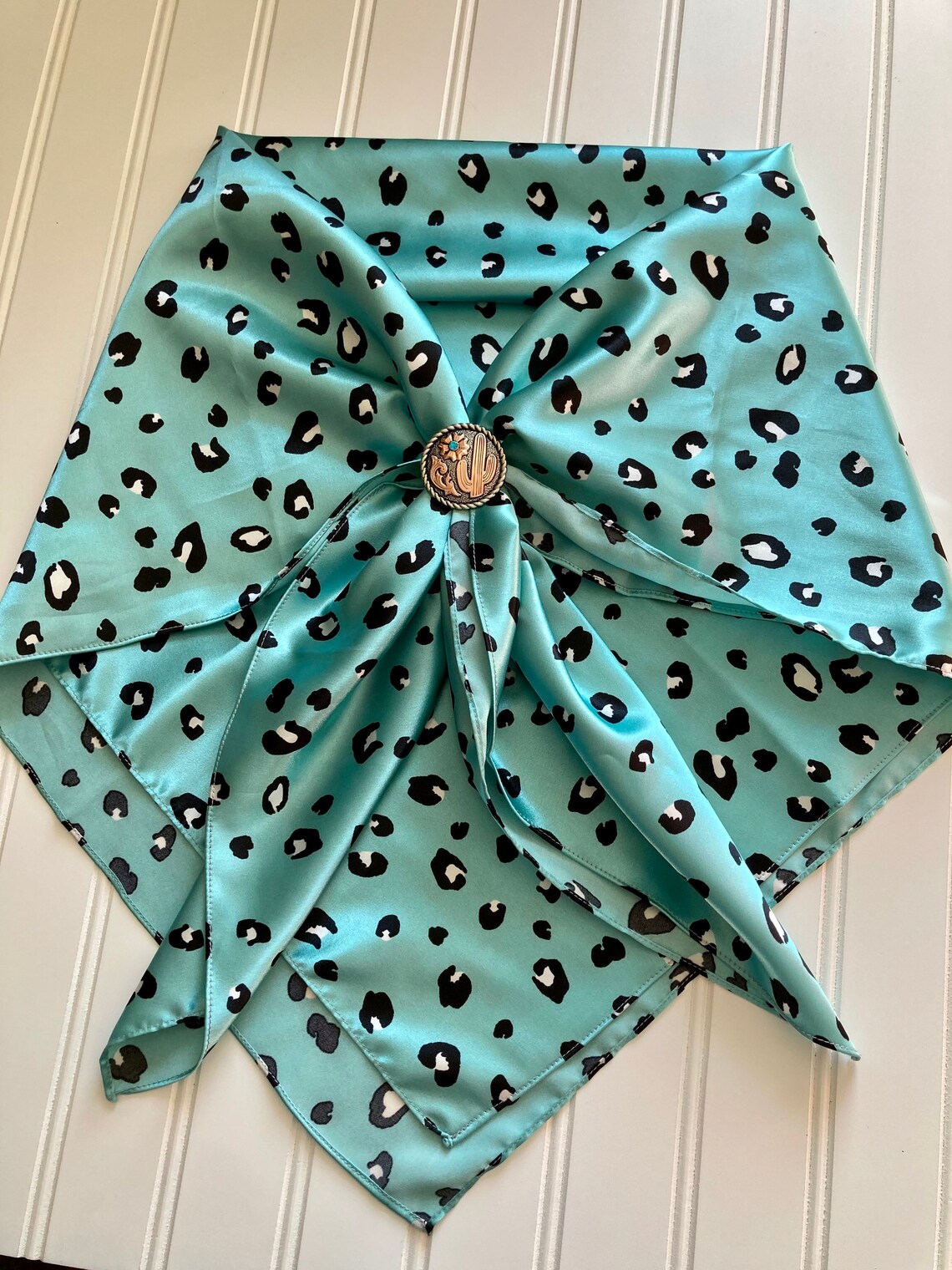 Turquoise Leopard Wild Rag Copper Leopard Wild Rag - Etsy