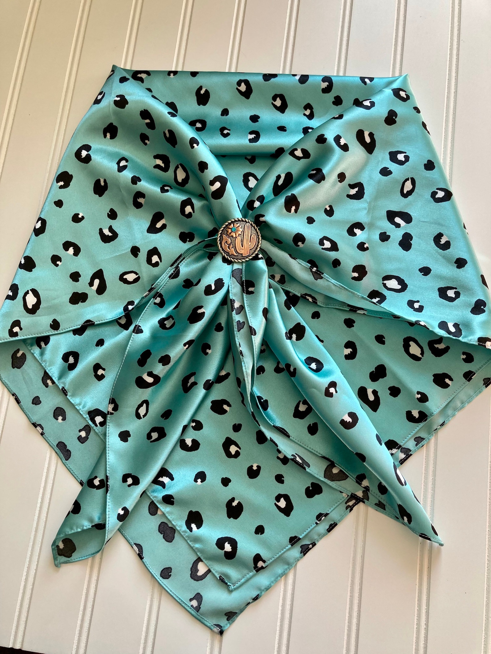 Turquoise Leopard Wild Rag Copper Leopard Wild Rag - Etsy