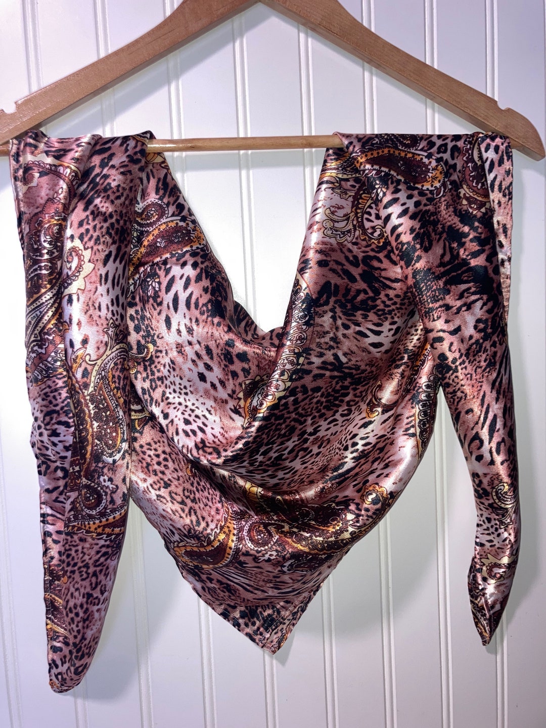Leopard Paisley Wild Rag, Satin Square Scarf, Wild Rags for Women, Wild ...