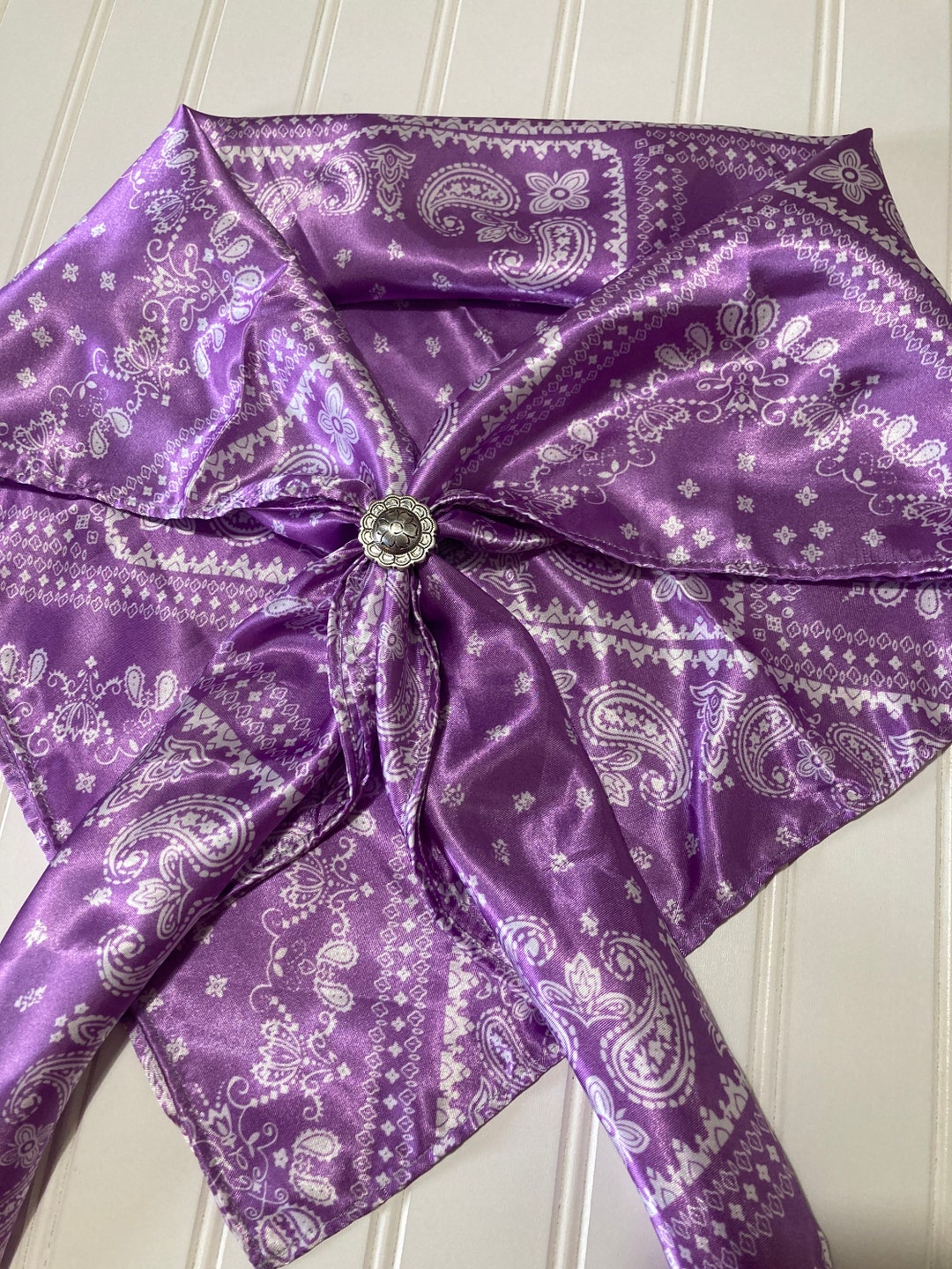 Lavender Paisley Satin Wild Rag: Western Scarf, Cowboy Neckerchief - Etsy