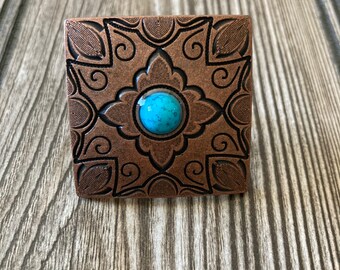 Copper With Turquoise Western Wild Rag Slide WRSW195B - Etsy