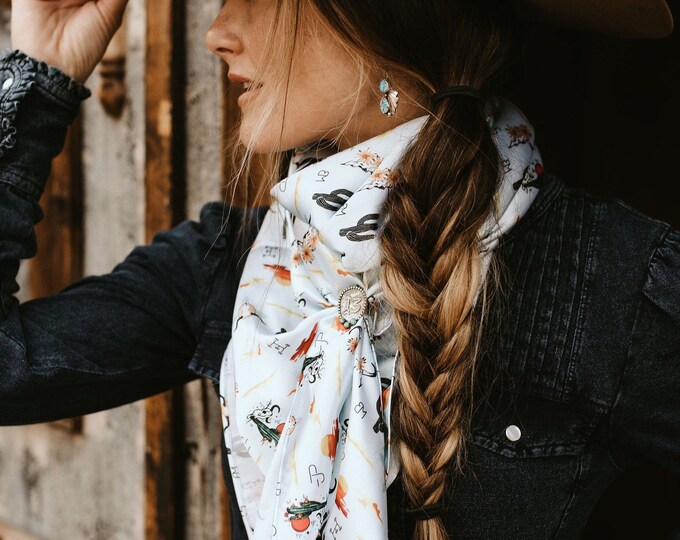 Western Wild Rag, Punchy Wild Rag, Satin Square Scarf, Cowboy Silk ...