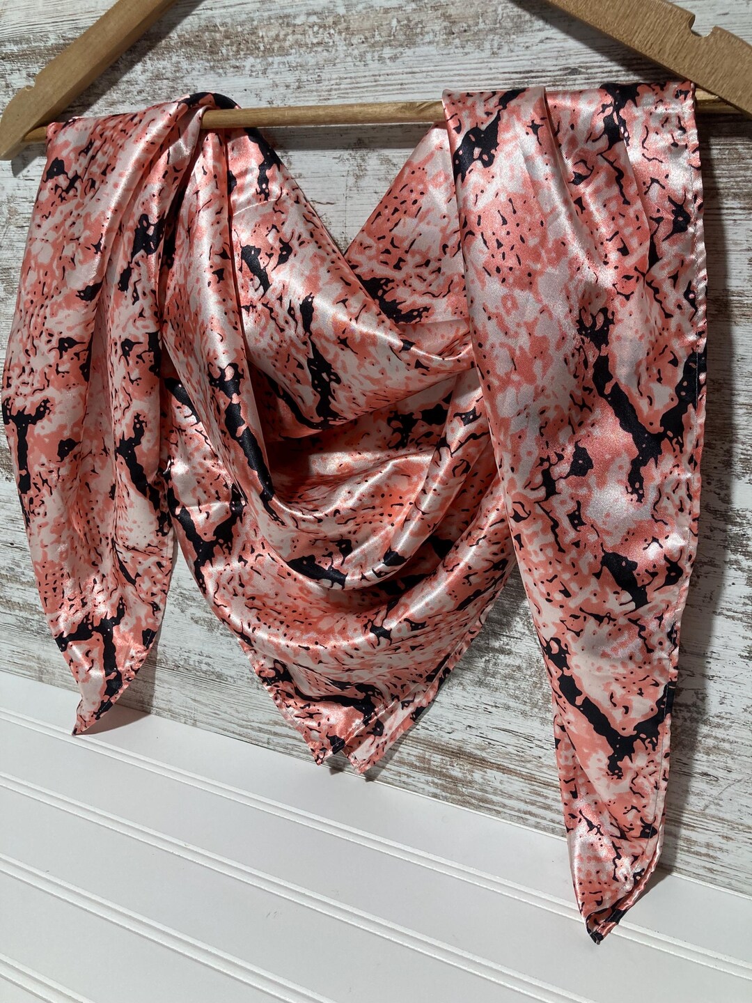 Coral Snakeskin Satin Wild Rag: Western Scarf - Etsy