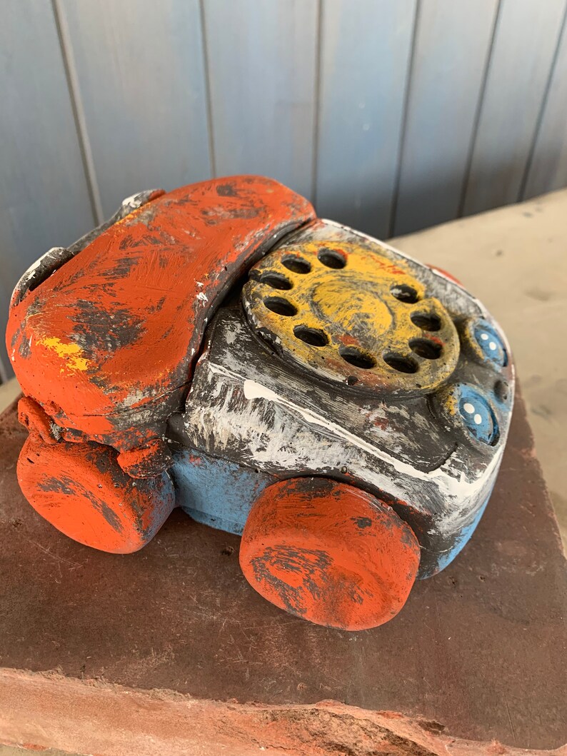 Vintage Kids Toy Phone Cement Sculpture With a Rustic Finish by ...