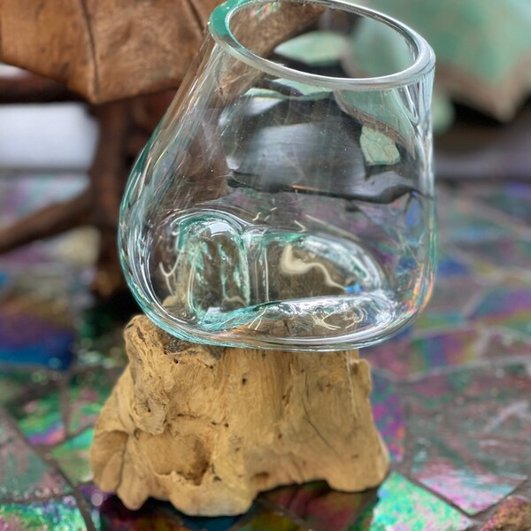 Driftwood and Blown Glass Bowl - Etsy