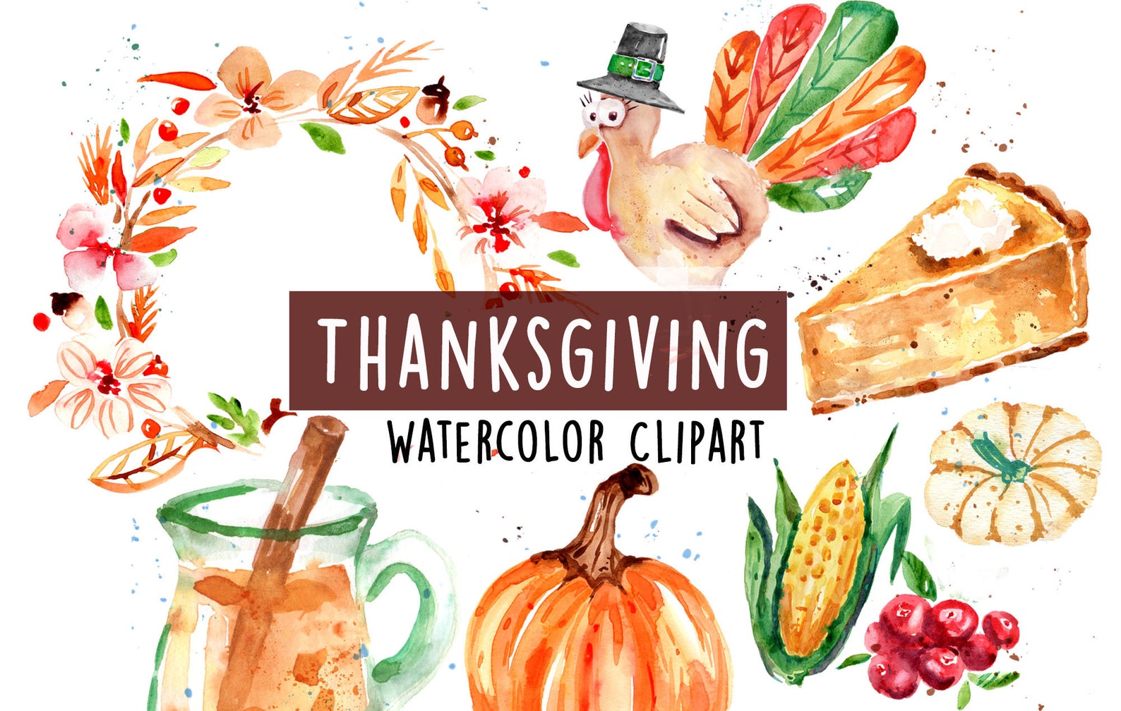 Watercolor Thanksgiving Clipart - Hand Painted - Digital Download ...