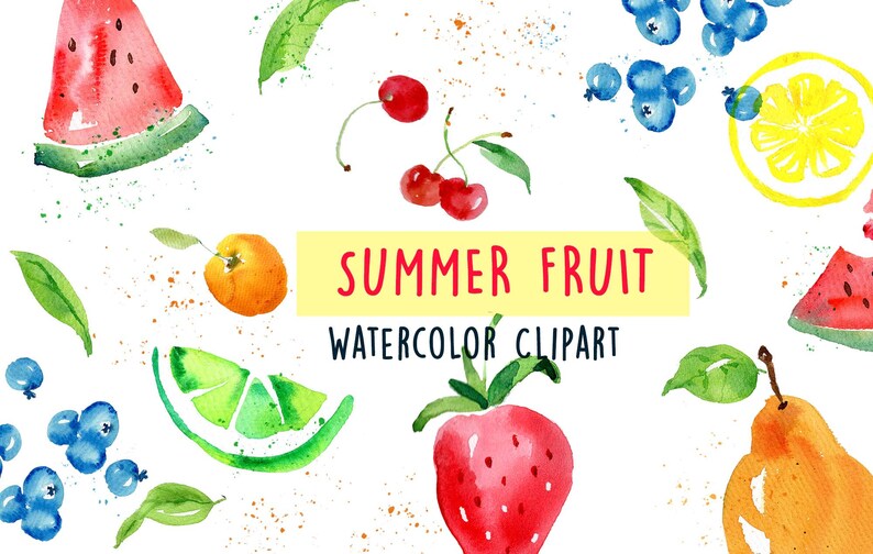 Watercolor Summer Fruit Clipart - Hand Painted - Digital Download ...