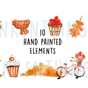 Watercolor Autumn Fall Clipart Hand Painted Digital Download Graphics ...
