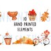 Watercolor Autumn Fall Clipart Hand Painted Digital Download Graphics ...