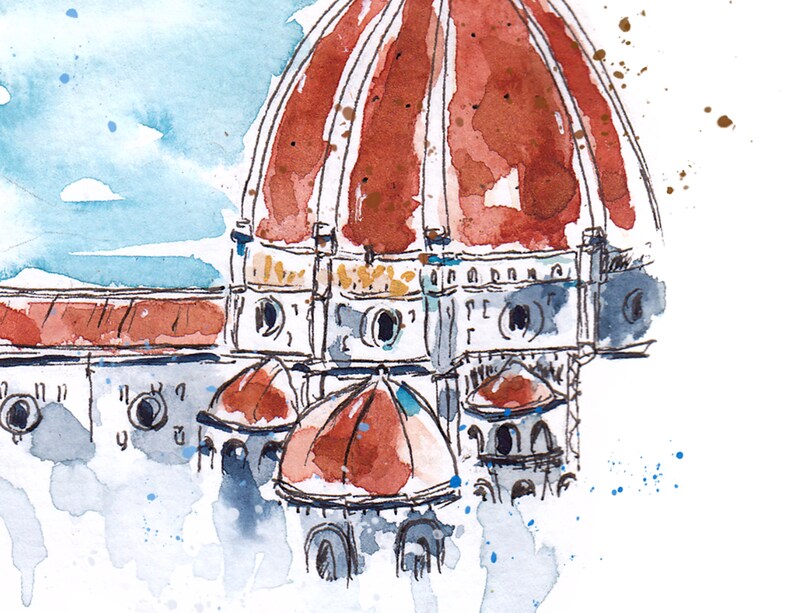 Florence, Italy Duomo Wall Art Urban Sketch - Etsy