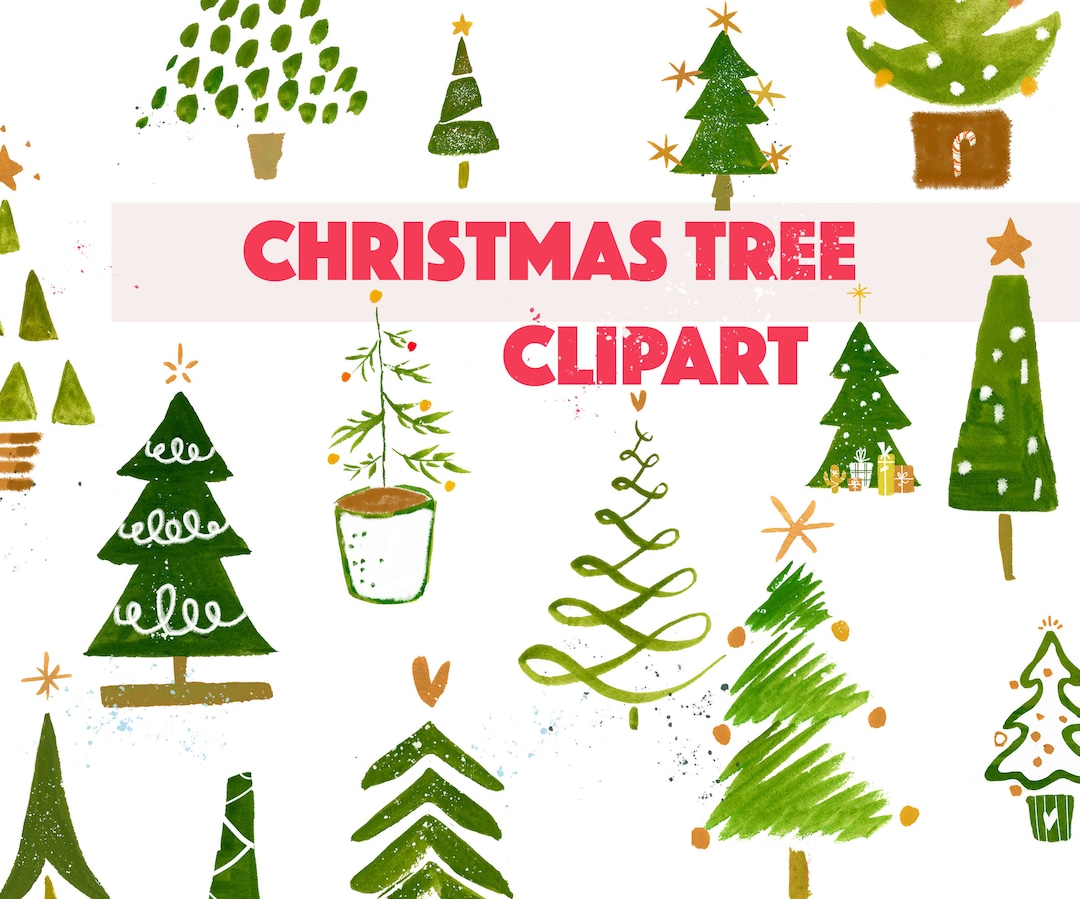 Christmas Tree Clipart Digital Illustration - Etsy