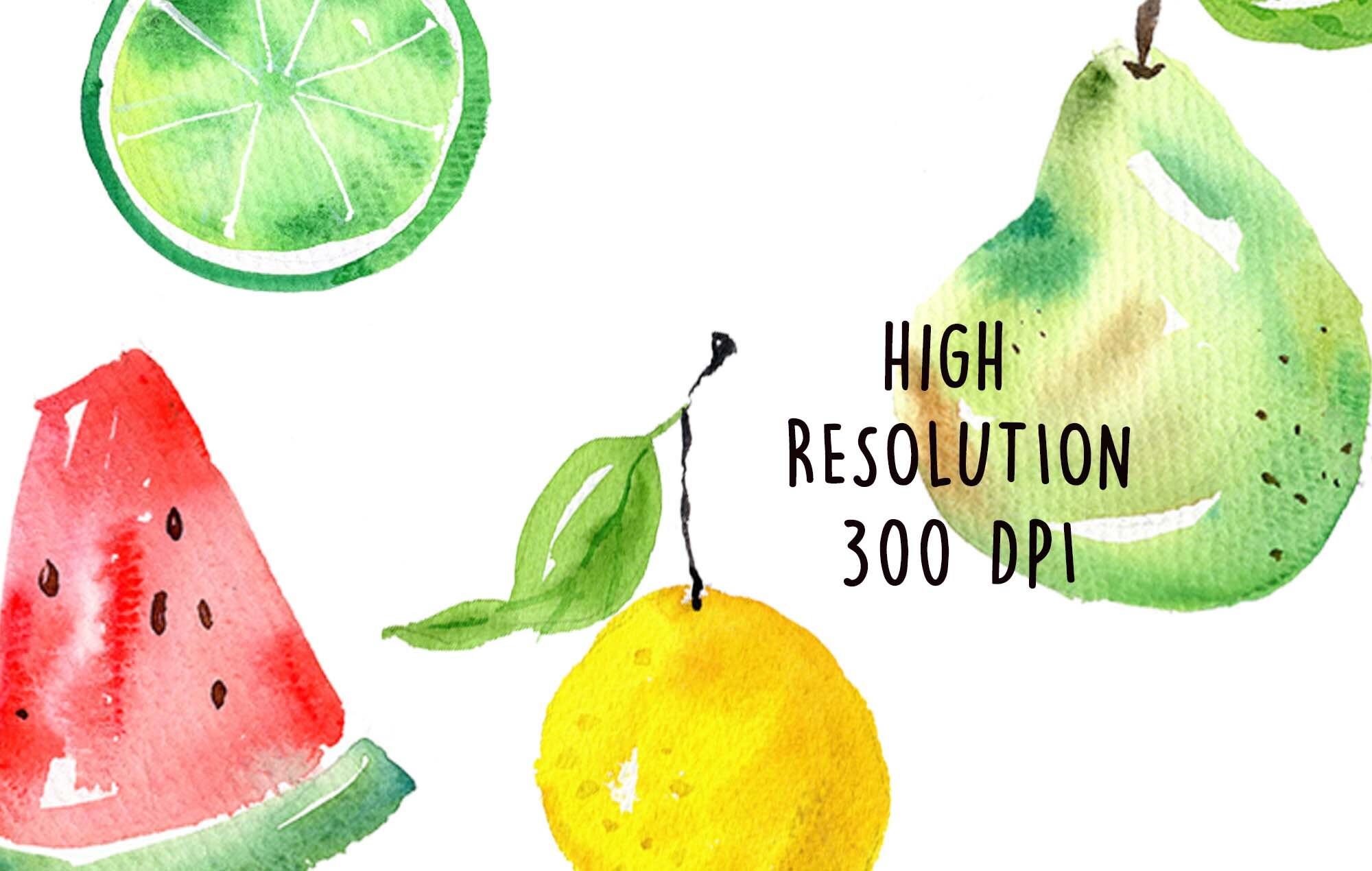 Watercolor Summer Fruit Clipart - Hand Painted - Digital Download ...