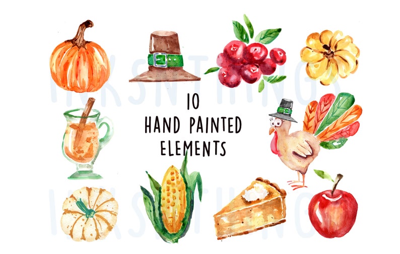 Watercolor Thanksgiving Clipart - Hand Painted - Digital Download ...