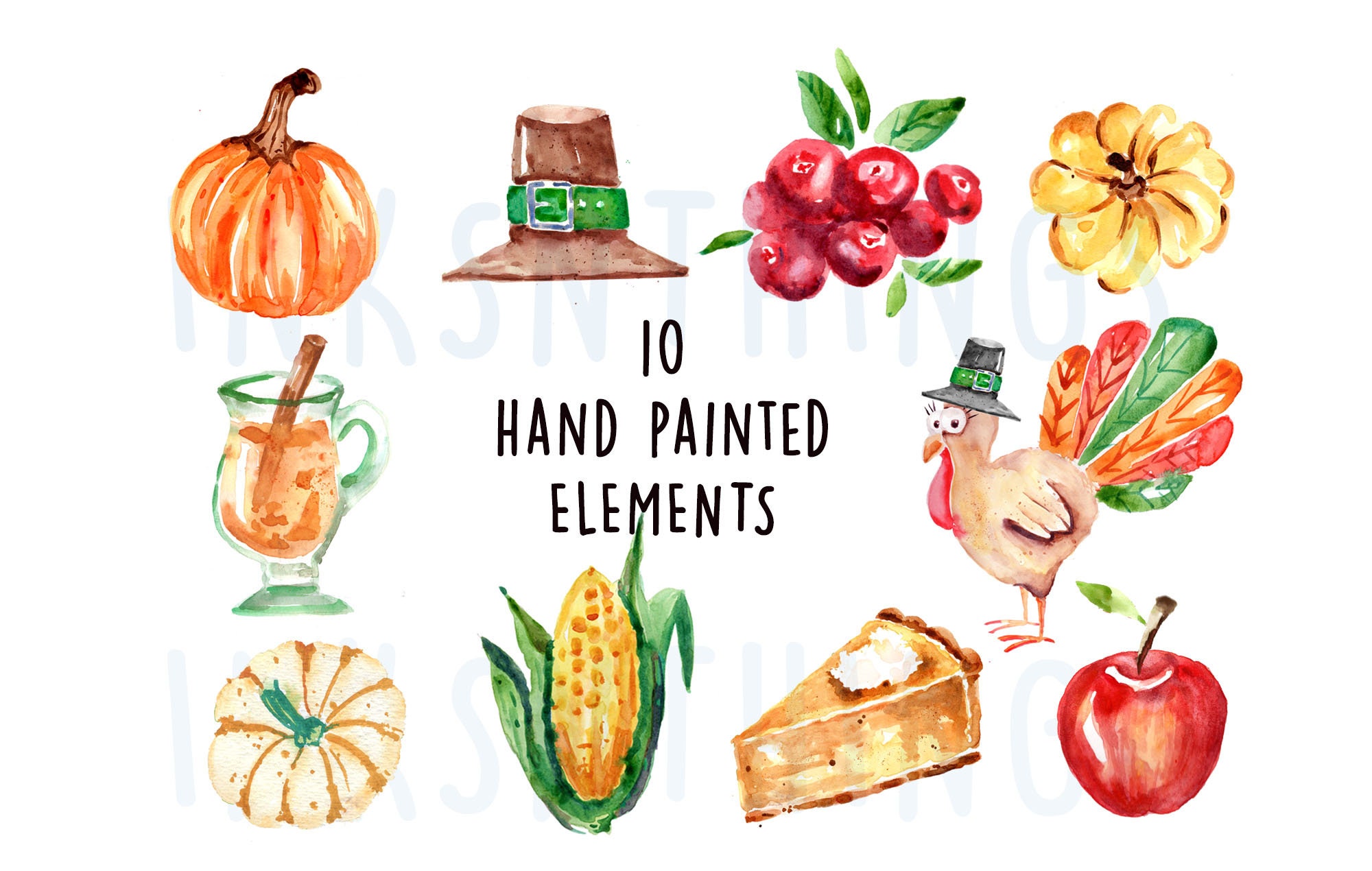 Watercolor Thanksgiving Clipart - Hand Painted - Digital Download ...