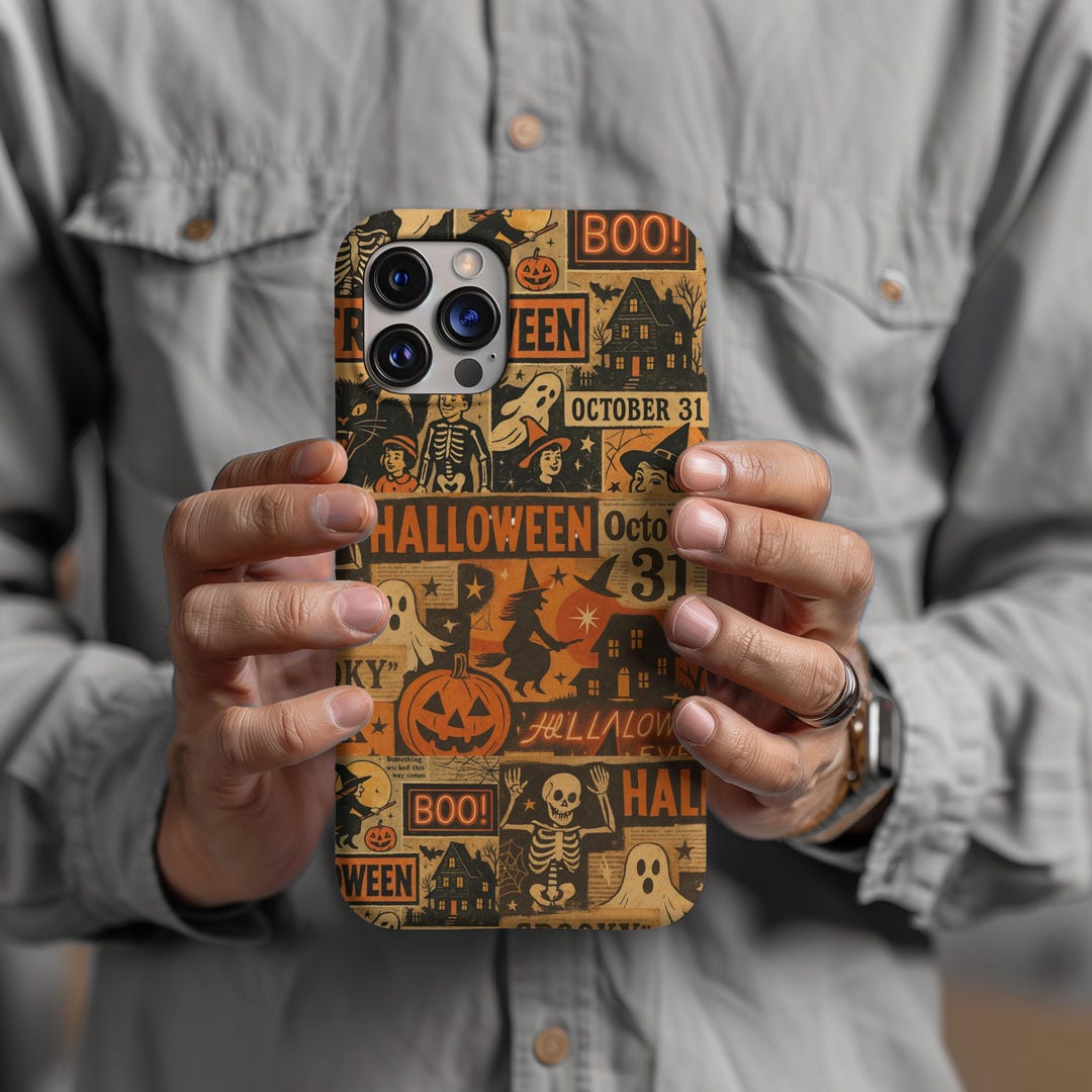 Retro Scary Halloween Collage Phone Case Spooky Vintage Aesthetic ...