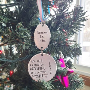 Transgender Christmas Ornament, Trans Becoming Myself, Customized Trans ...