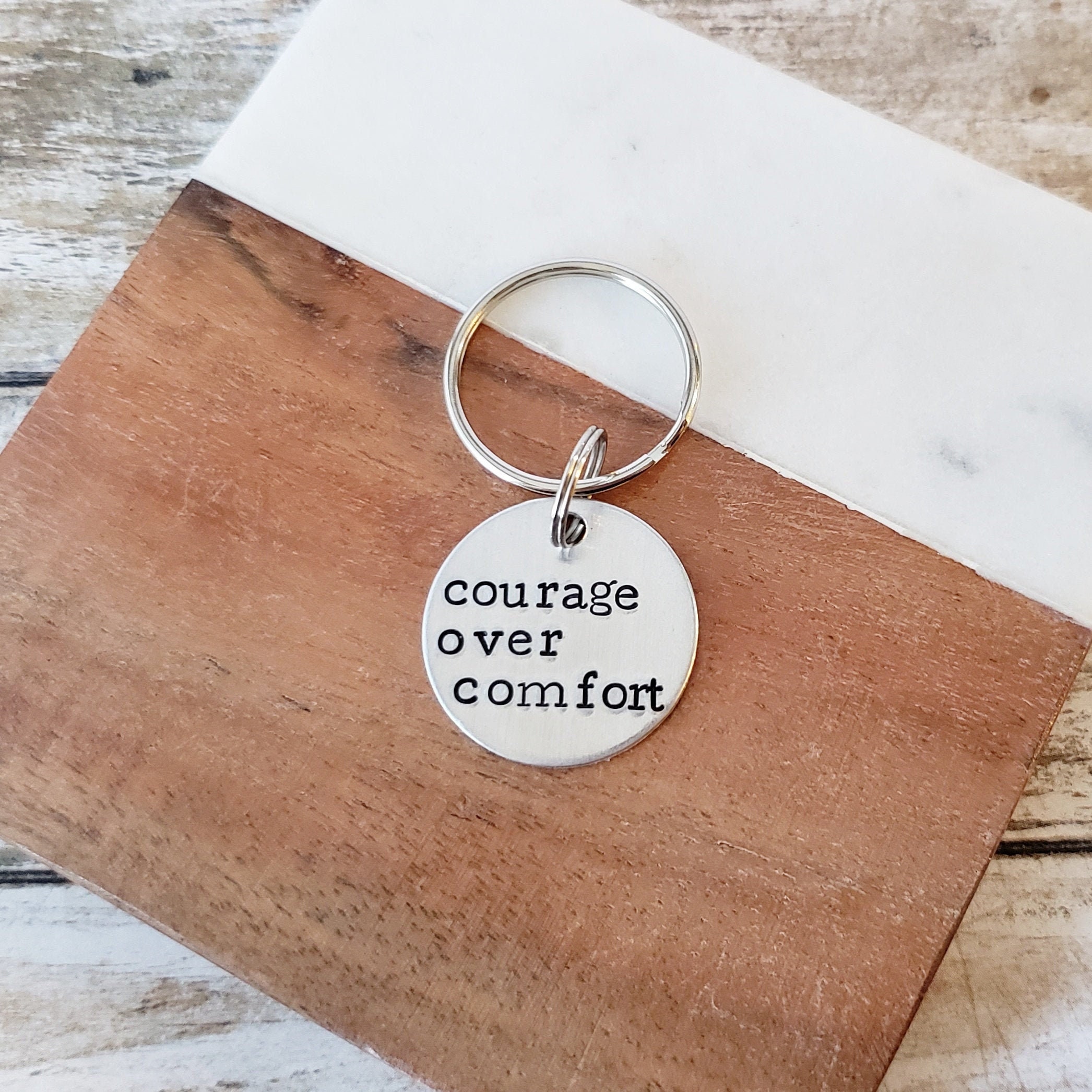 Courage Over Comfort Handstamped Keychain Courage Gifts for - Etsy Canada