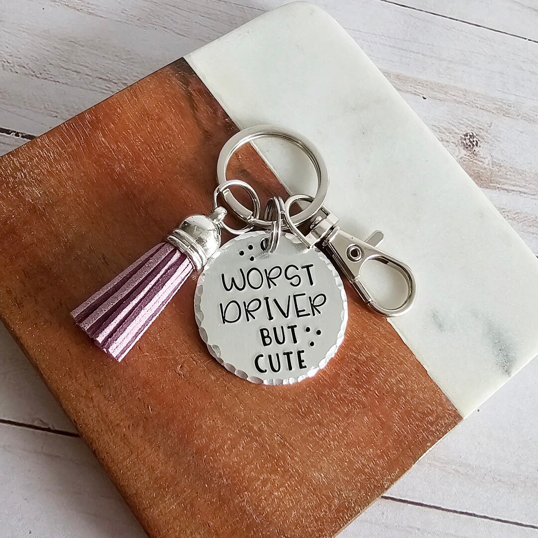 Worst Driver but Cute Keychain, Cute Girly Key Chain With Tassel, Hand ...
