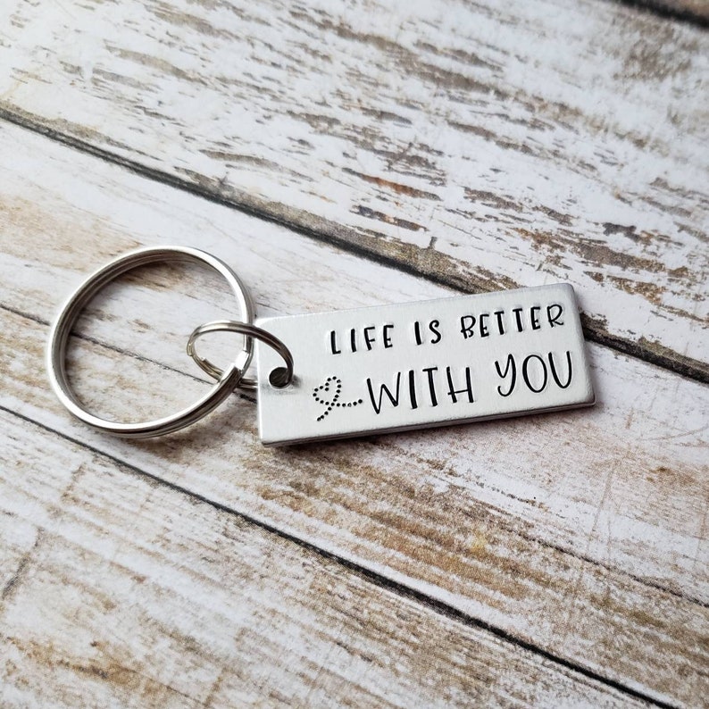 Keychain for Boyfriend Valentine Gift True Love Handstamped - Etsy