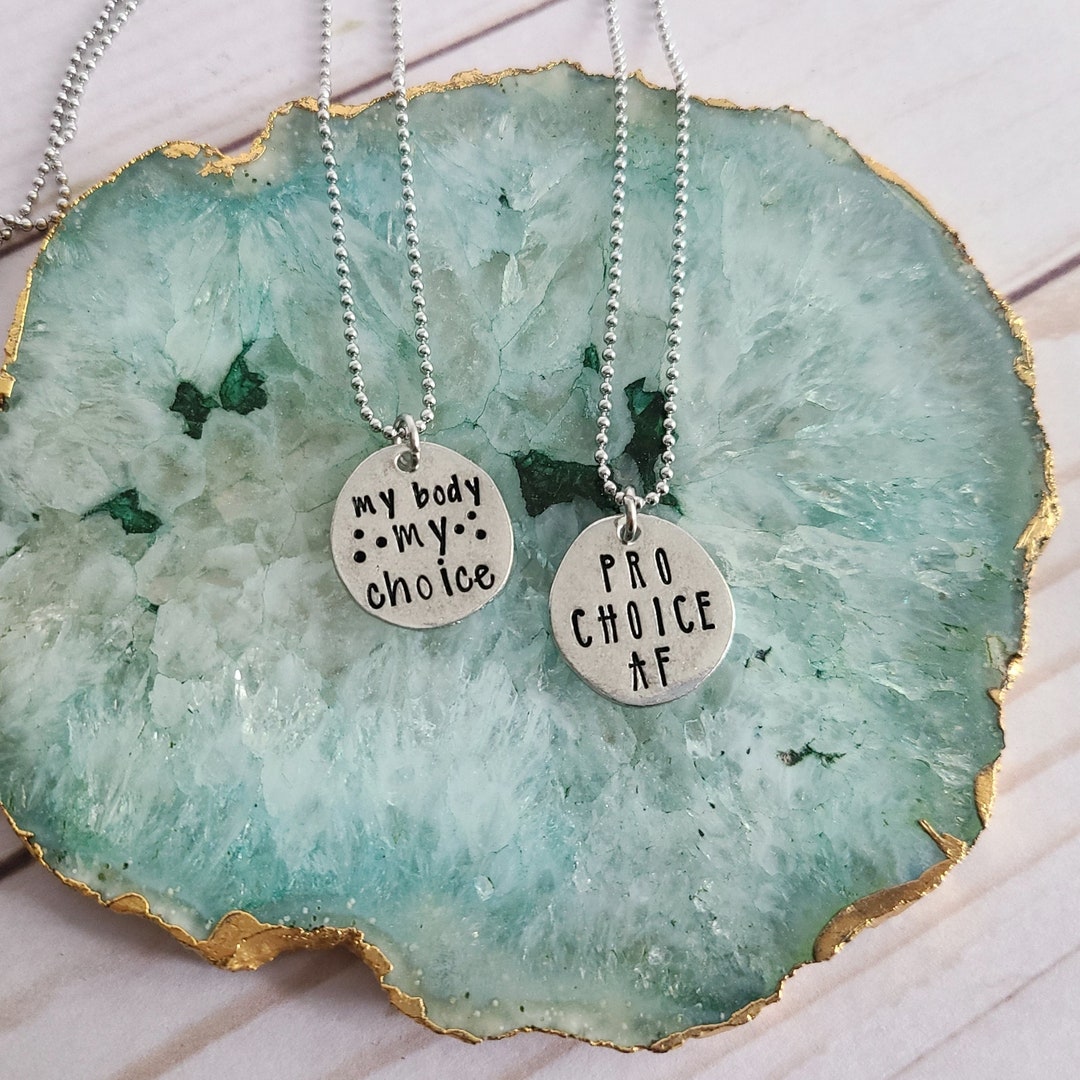 My Body My Choice Necklace or Pro Choice AF Necklace, Handstamped ...