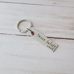 Drive Safely Love Mom Keychain, Key Chain With Name and Birthstone ...