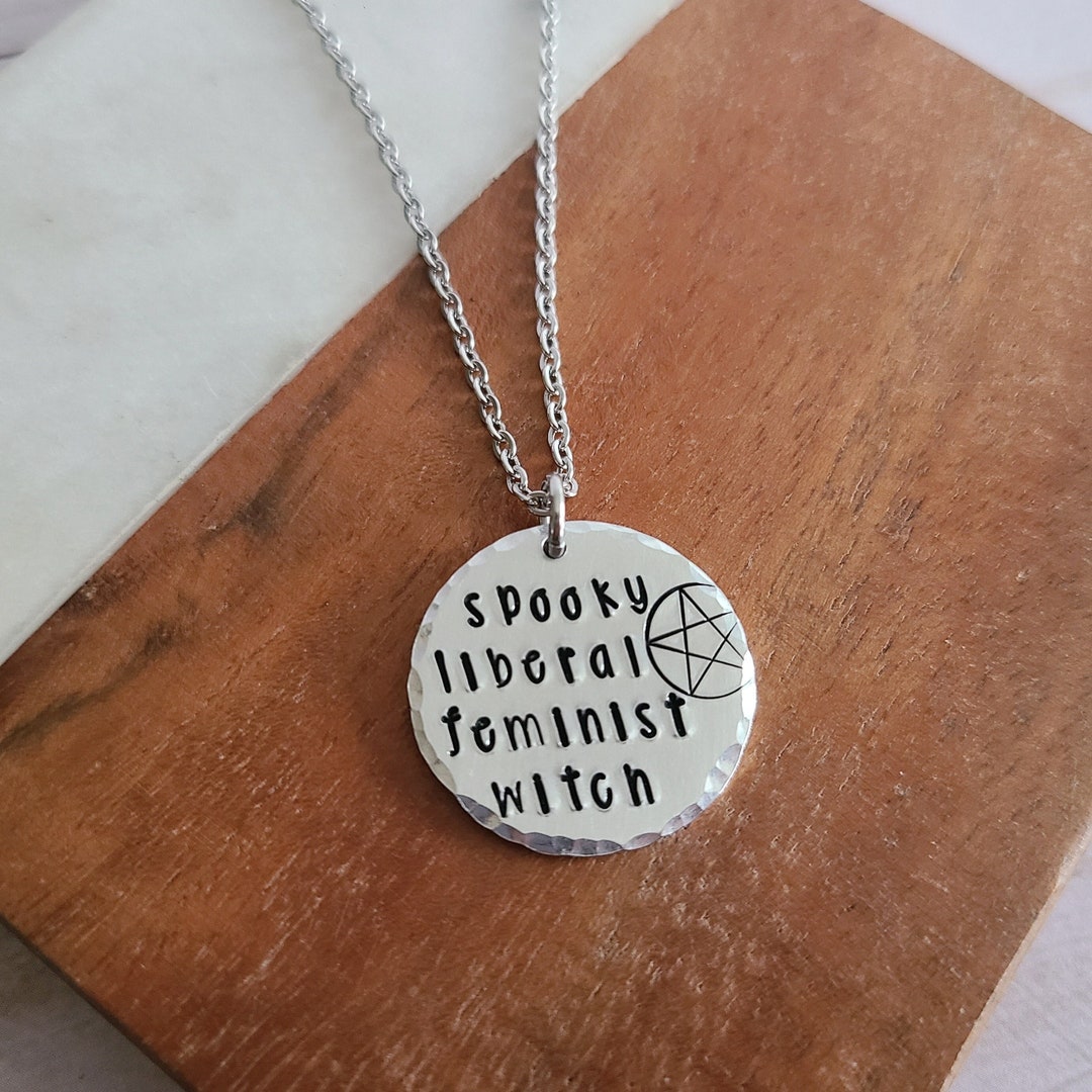 Spooky Liberal Feminist Witch Necklace, Pro-choice Reproductive Rights ...