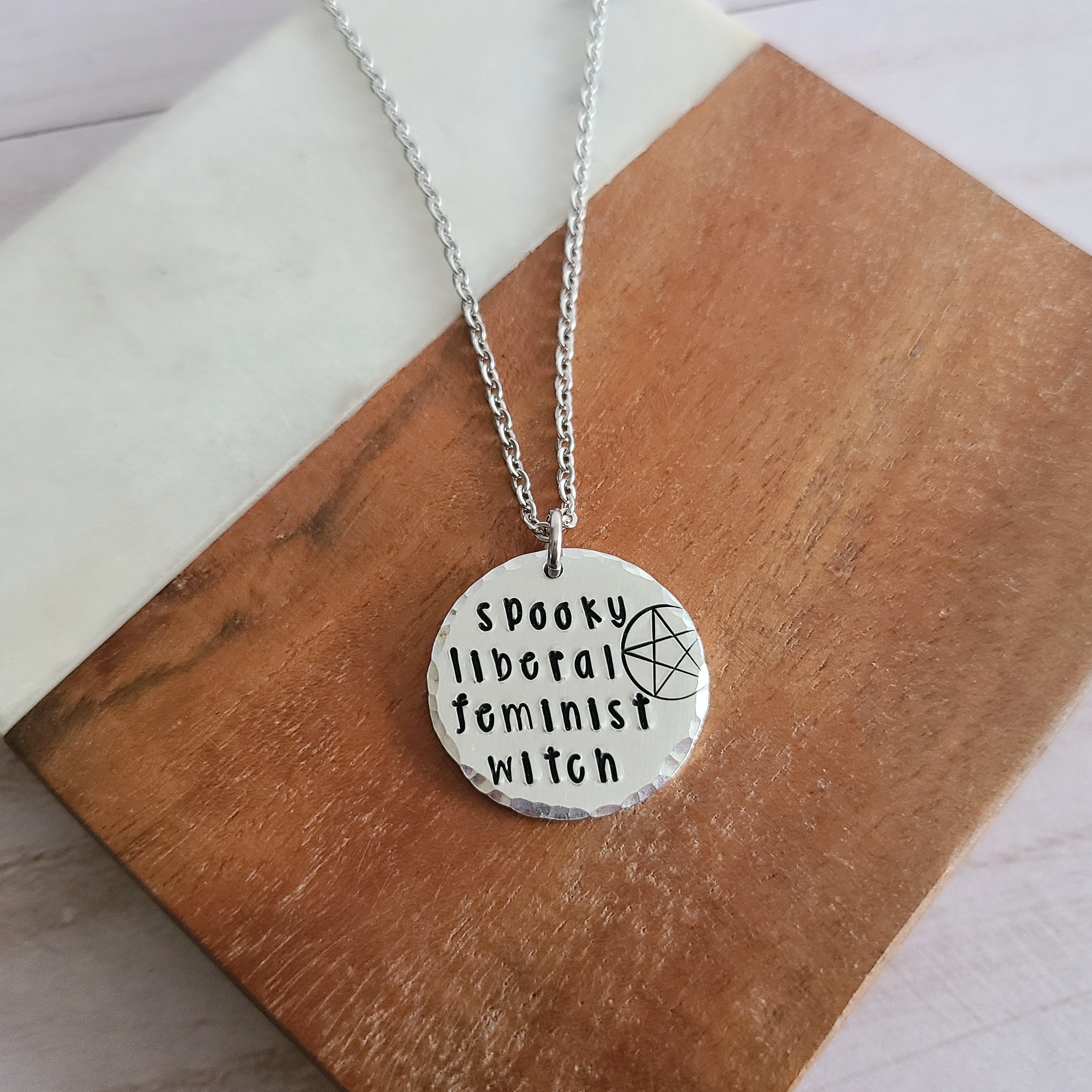 Spooky Liberal Feminist Witch Necklace, Pro-choice Reproductive Rights ...