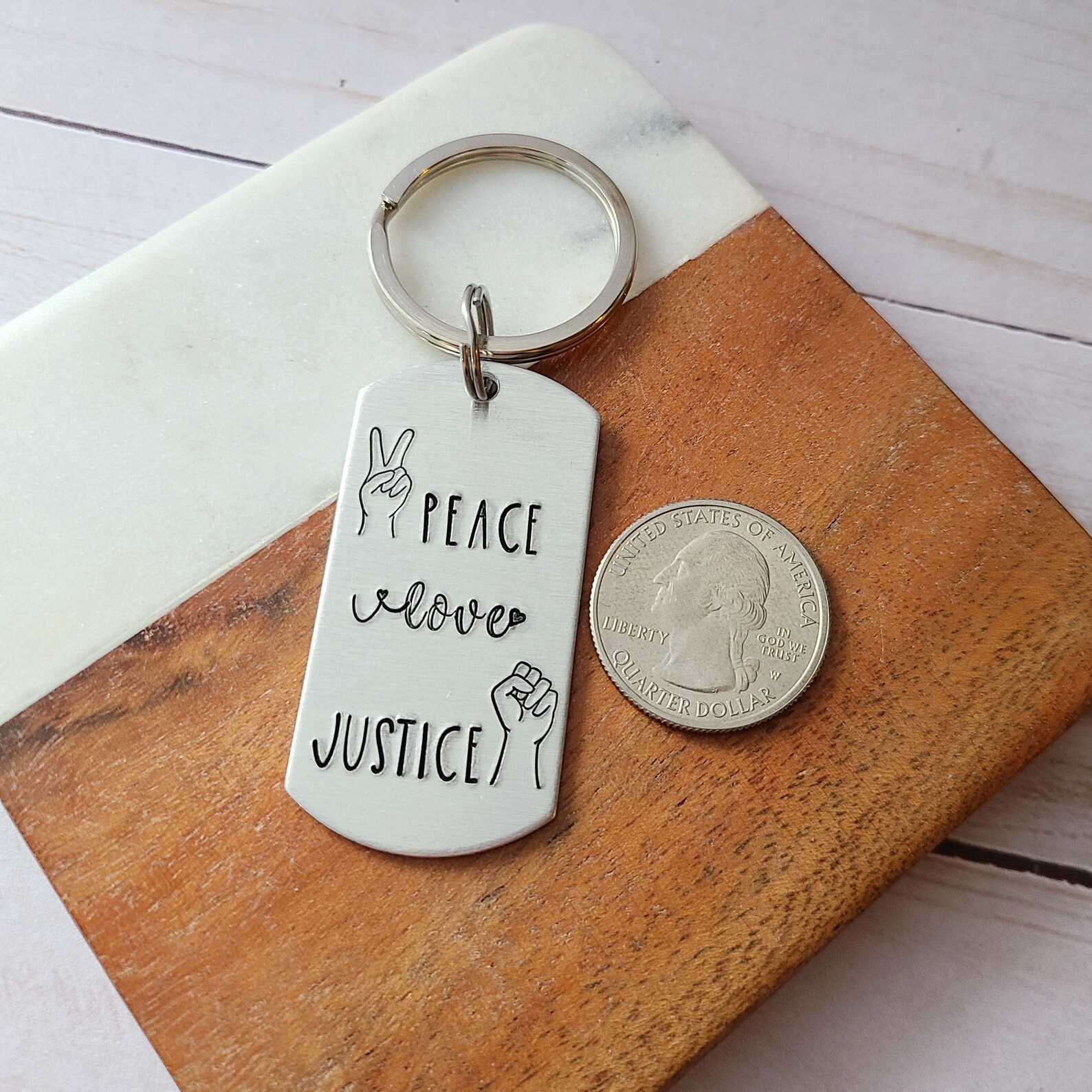Peace Love Justice Keychain Peace Symbol Accessories Social - Etsy