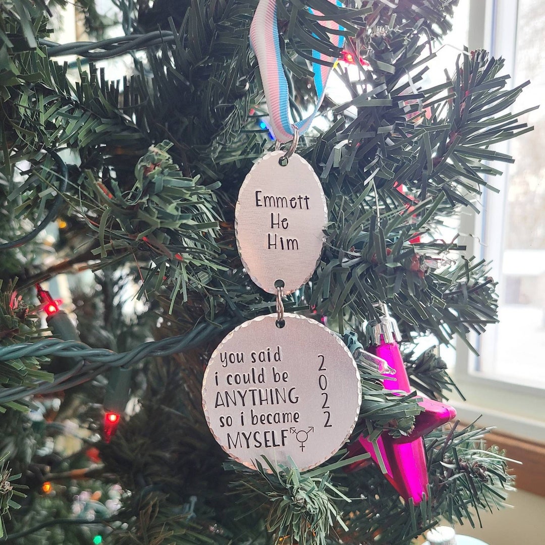 Transgender Christmas Ornament, Trans Becoming Myself, Customized Trans ...