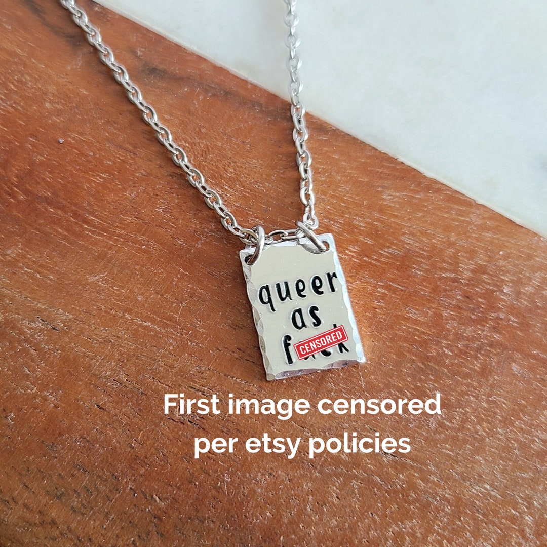 Queer AF Tiny Handstamped Pendant, Silver Queer Jewelry, Super Gay ...