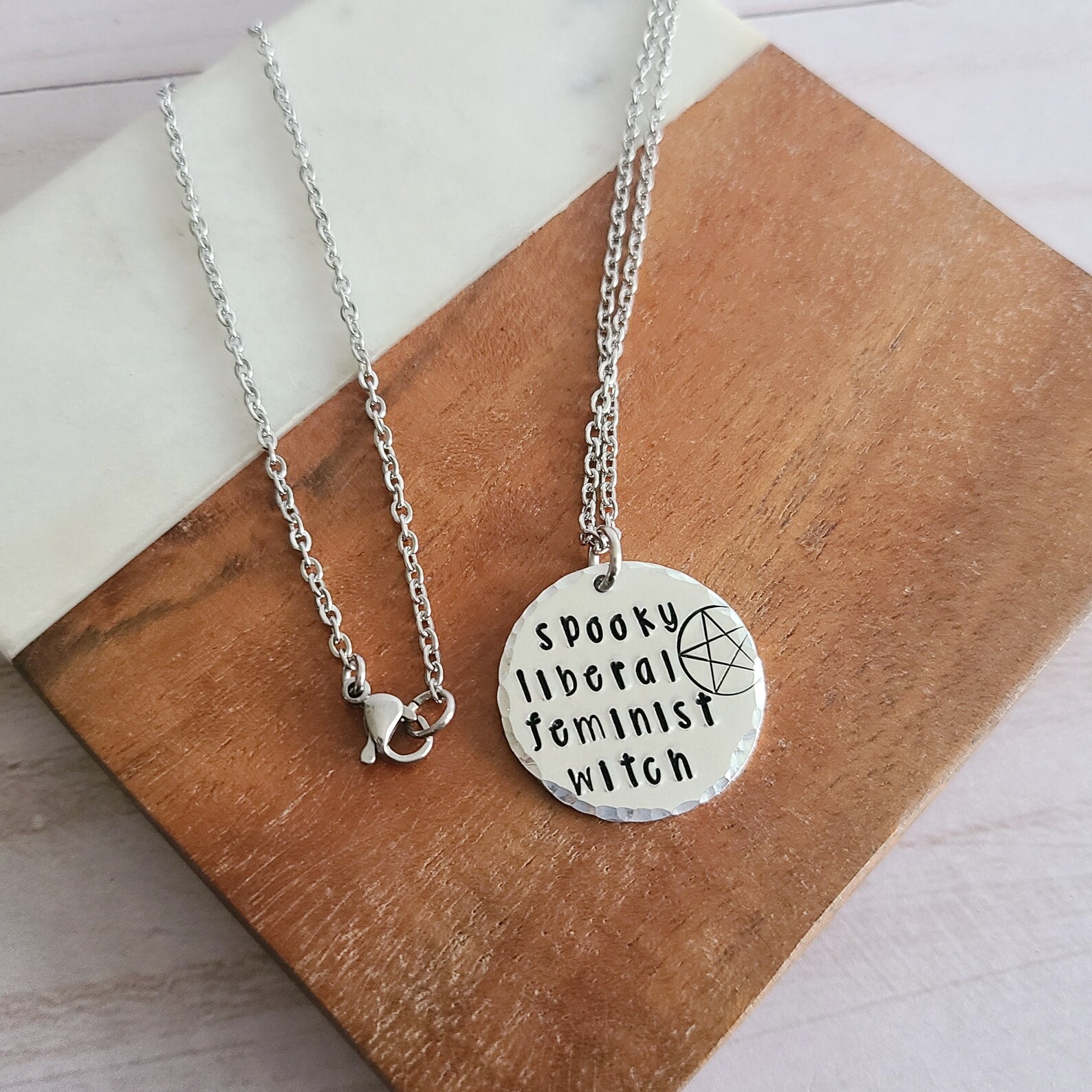 Spooky Liberal Feminist Witch Necklace, Pro-choice Reproductive Rights ...