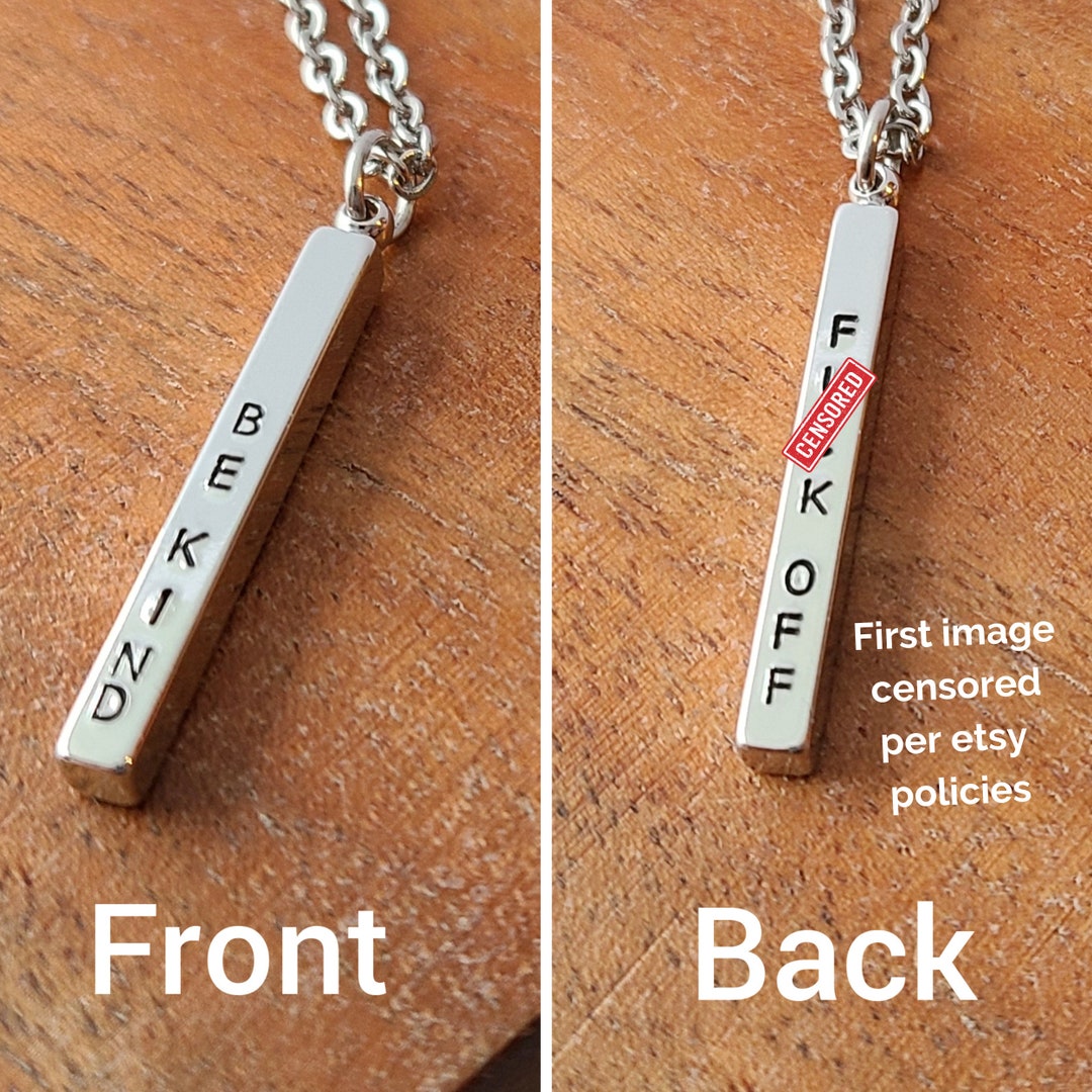 MATURE Tiny Be Kind F off Double Sided Necklace, Best Friend Birthday ...