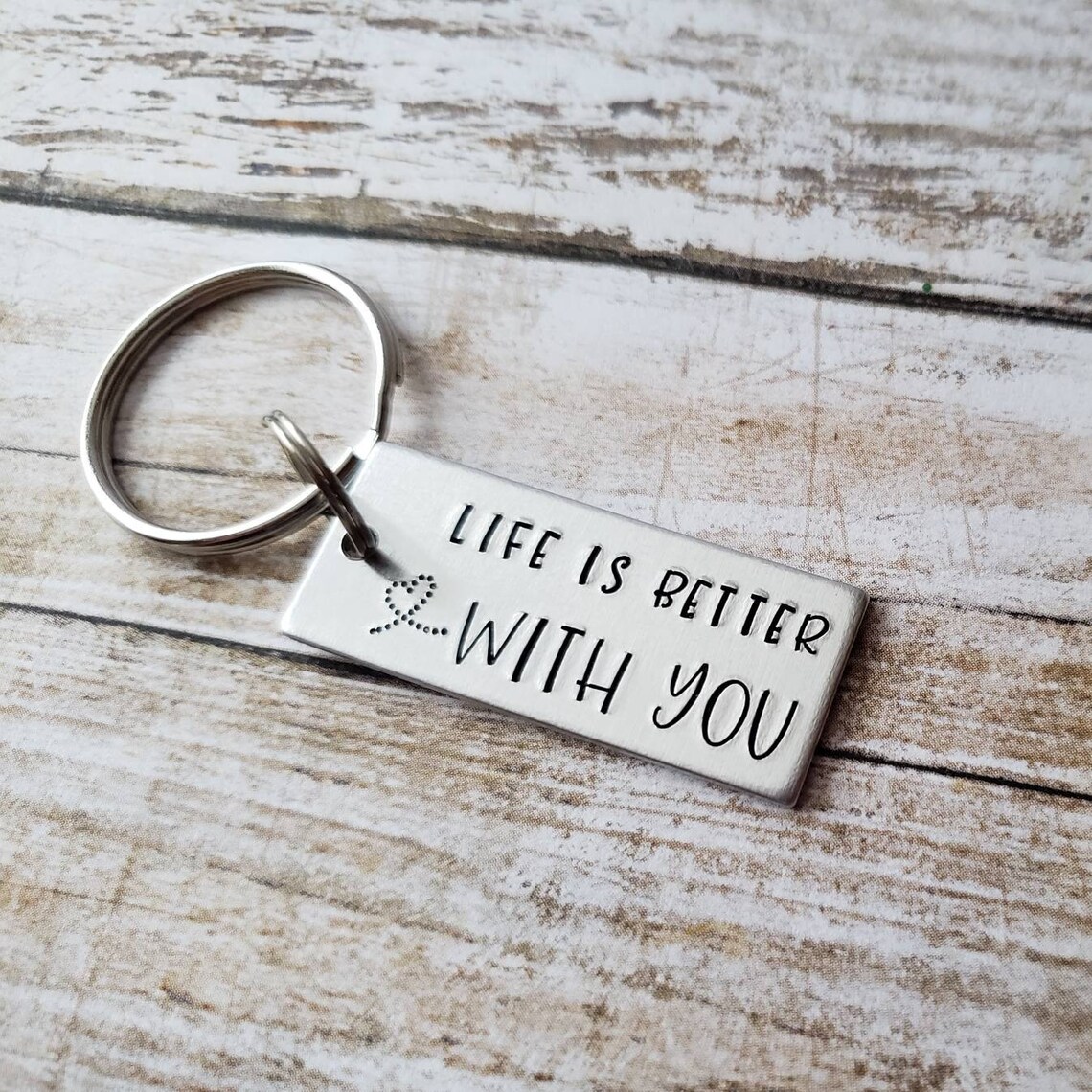 Keychain for Boyfriend Valentine Gift True Love Handstamped - Etsy
