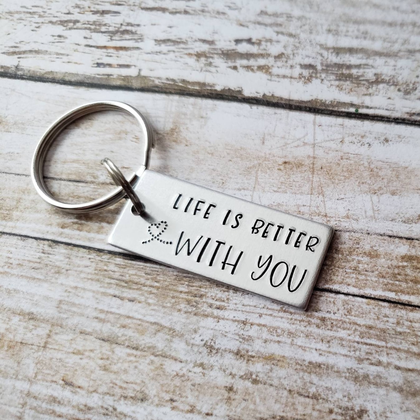Keychain for Boyfriend Valentine Gift True Love Handstamped - Etsy
