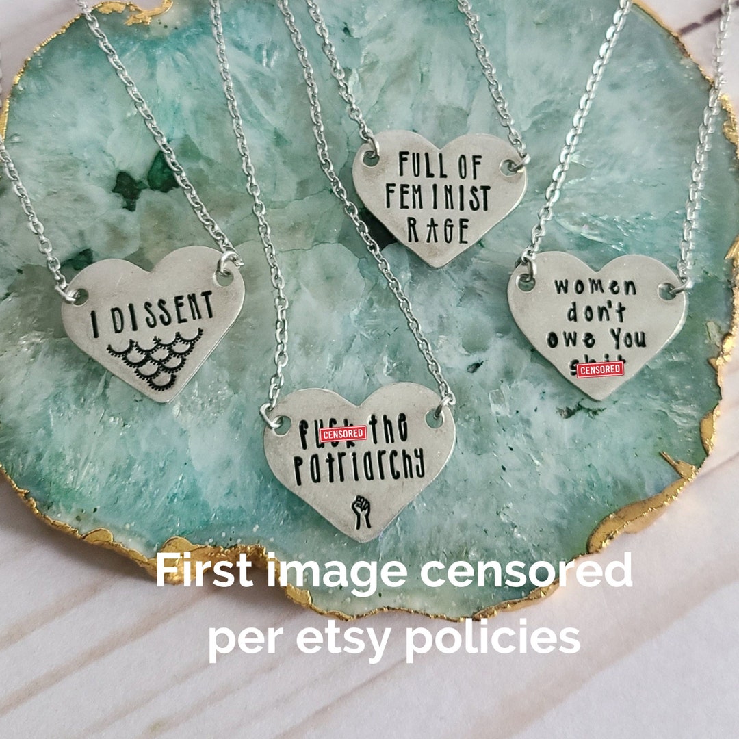 MATURE F the Patriarchy Heart Shaped Feminist Necklaces, Pro Choice ...