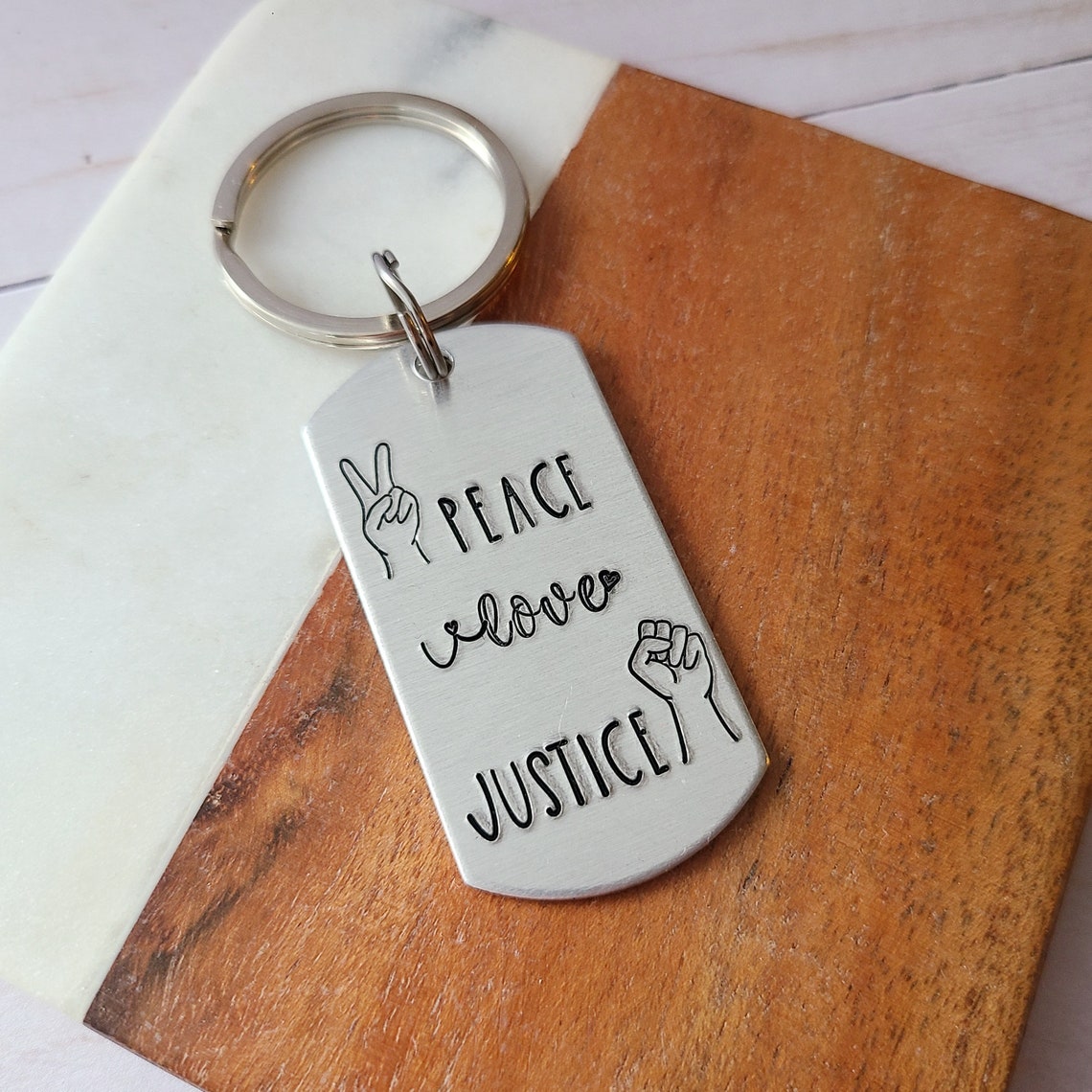 Peace Love Justice Keychain Peace Symbol Accessories Social - Etsy