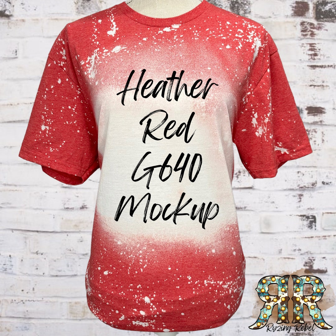 Heather Red G640 T-shirt Mock-up | Cheetah Print Bleached Shirt ...