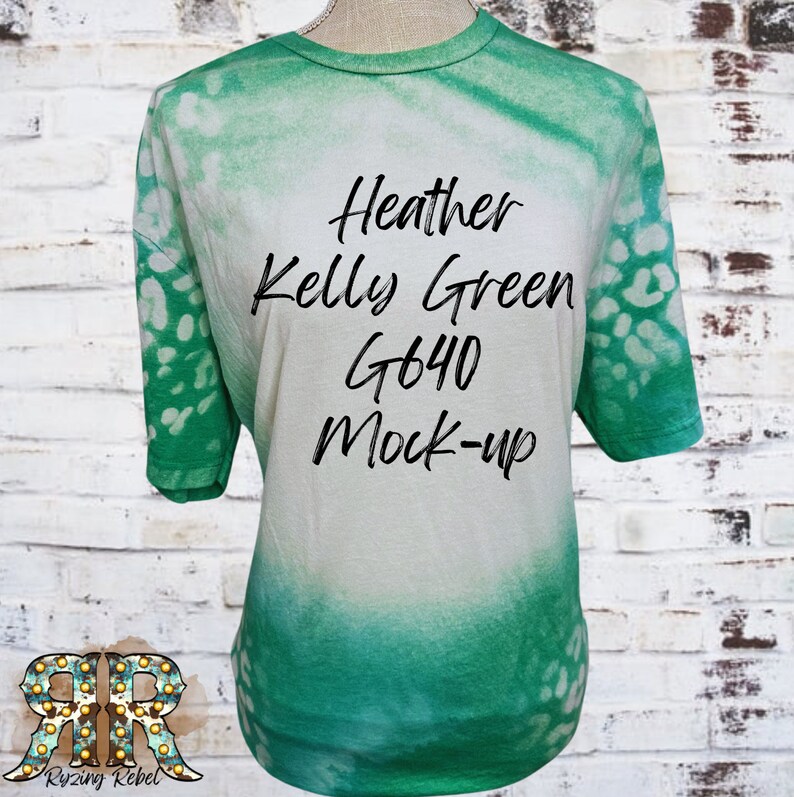 Heather Kelly Green G640 T-shirt Mock-up | Cheetah Print Bleached Shirt ...