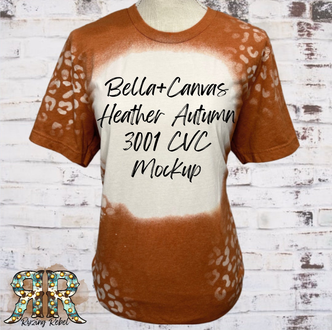 Heather Autumn 3001 Cvc T-shirt Mock-up | Cheetah Print Bleached Shirt ...