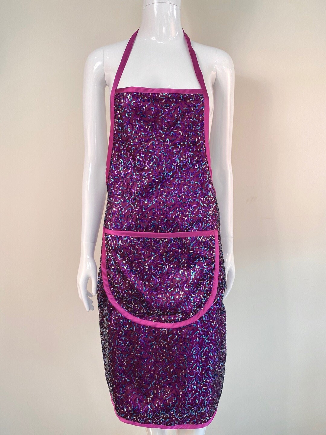 Purple Turq Sprinkle Sequin Hostess Apron Violet Trim, Christmas Gift ...