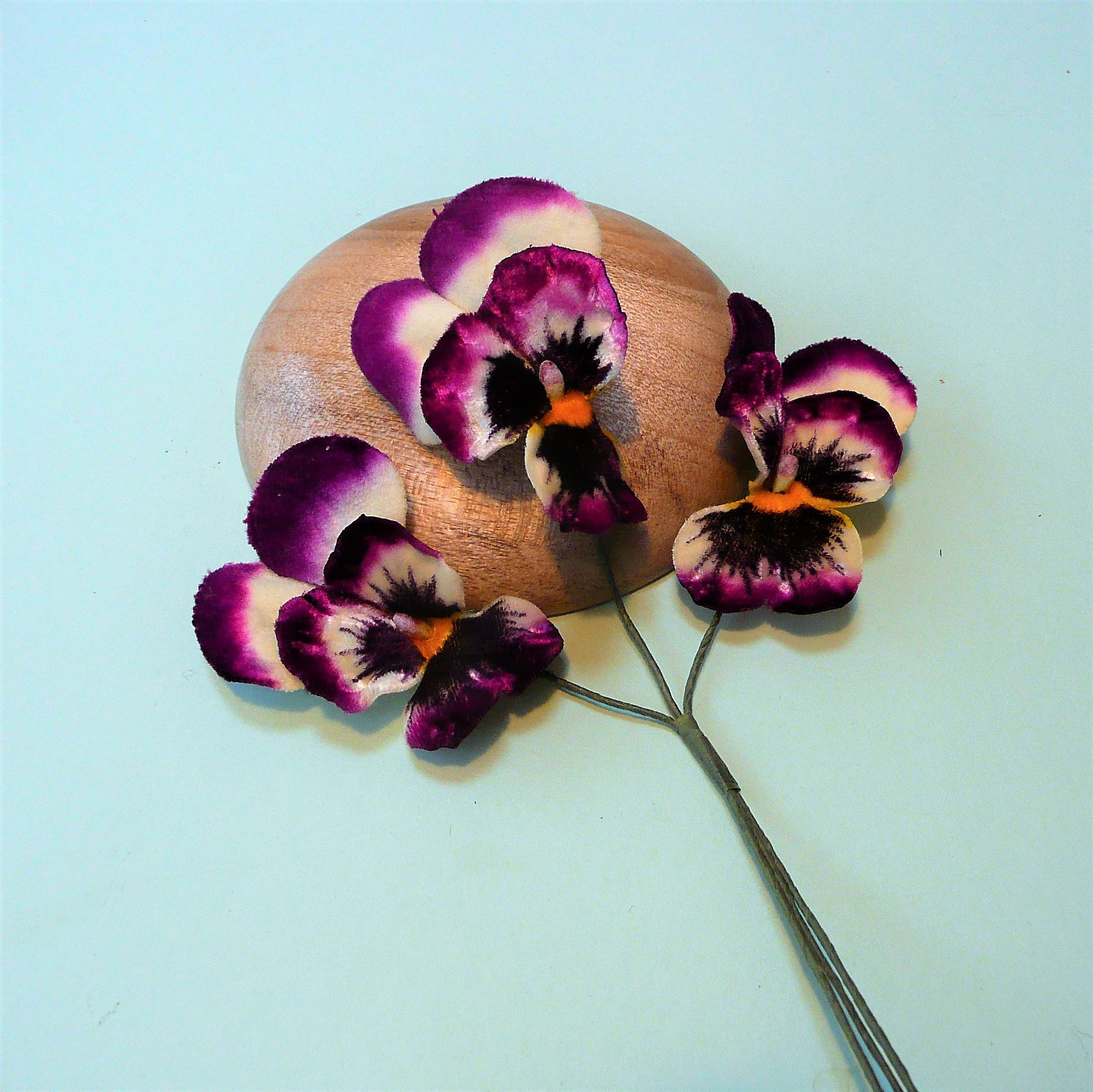 3 Large Velvet Pansy Spray // Artificial Millinery Flowers // | Etsy