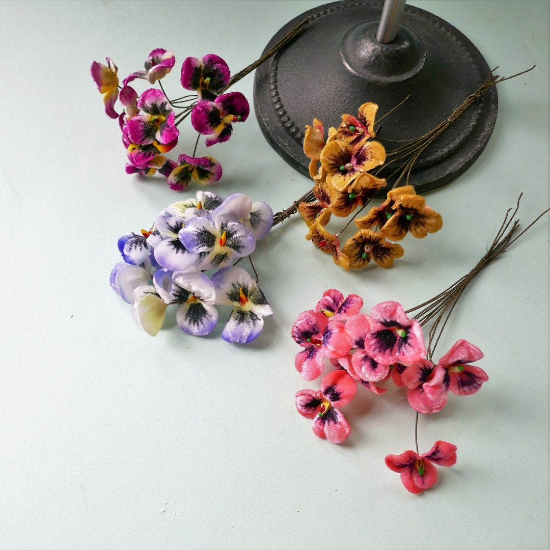 Velvet Pansy Floral Spray (set of 10) - Millinery Flowers - Etsy