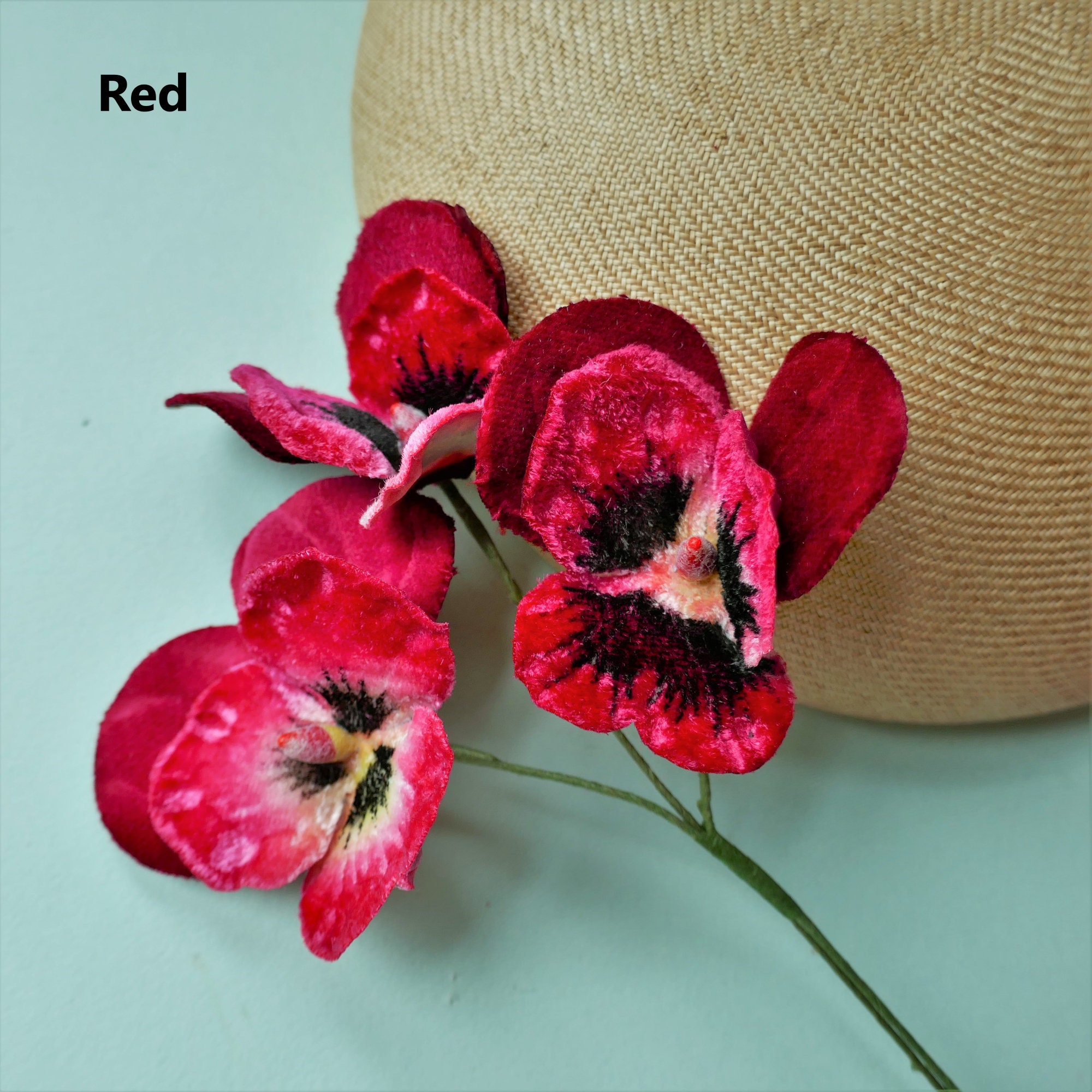 3 Large Velvet Pansy Spray // Artificial Millinery Flowers // | Etsy