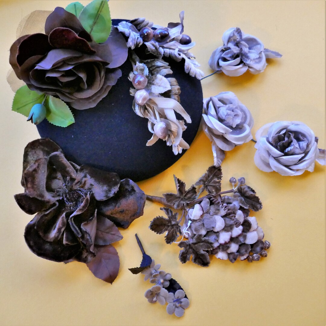 Vintage Brown Millinery Floral Sprays & Roses 1930s-1950s // Artificial ...