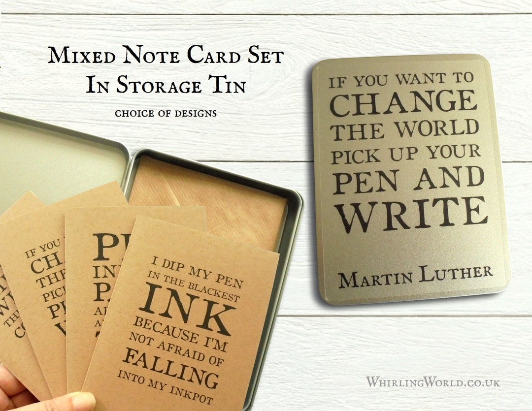 Writing Quote Stationery Set, Typography Quote Note Cards in Storage ...