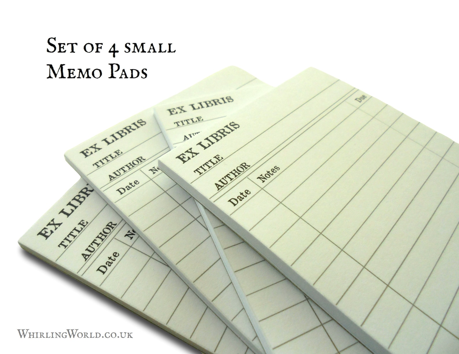 Library Card Notepad Set Pack of 4 Small Memo Pads Due | Etsy